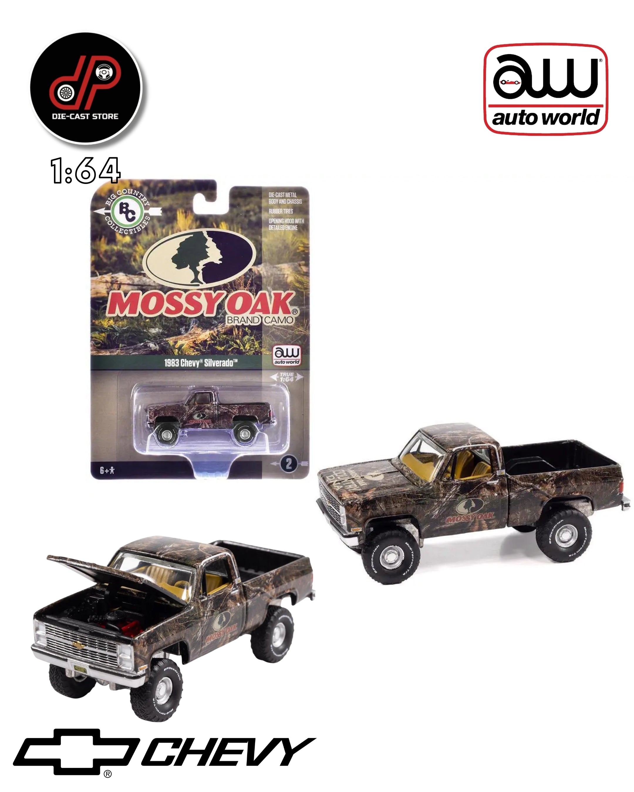 AUTO WORLD 1983 CHEVY SILVERADO MOSSY OAK CAMO – DP Die Cast Store