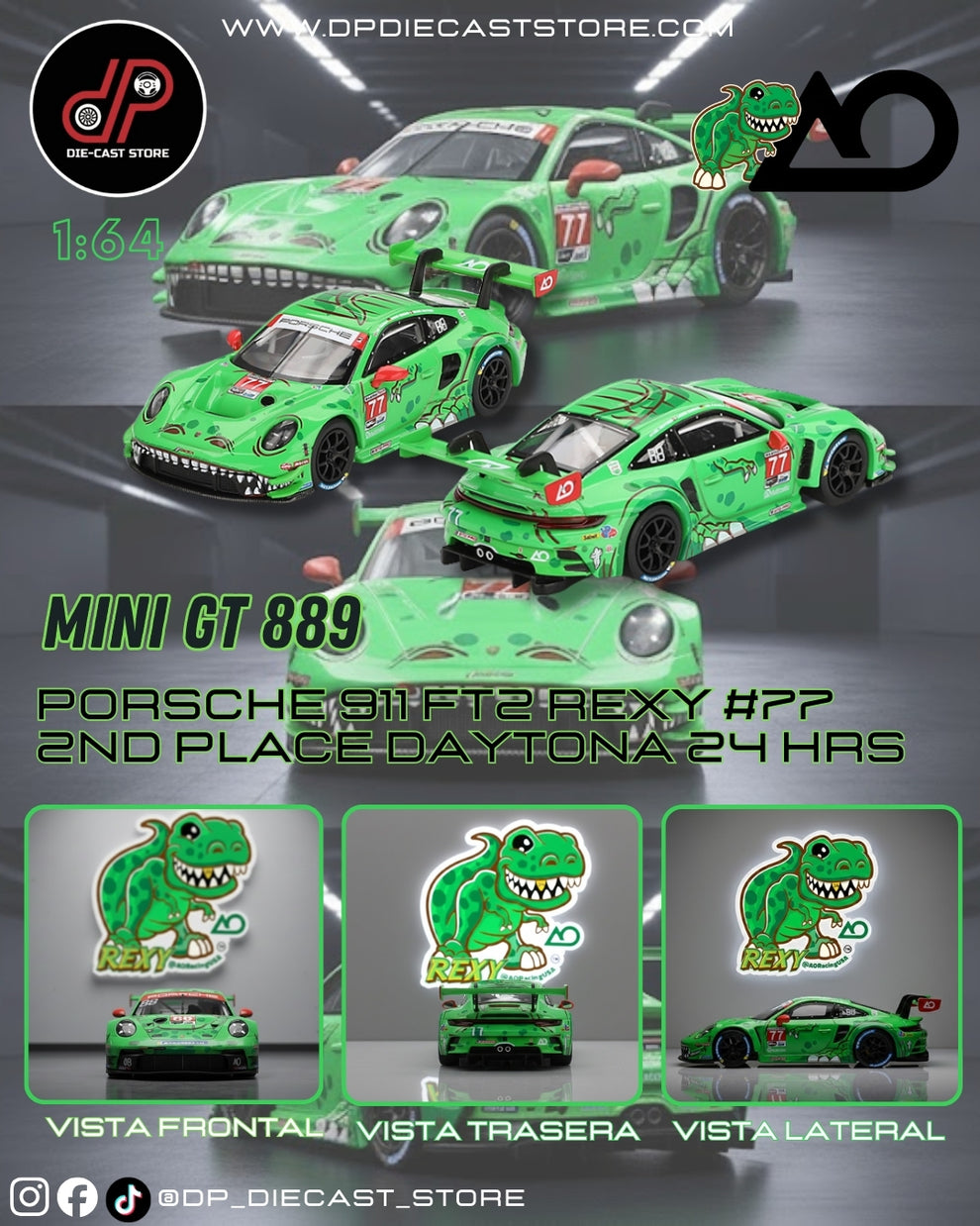 MGT00889 PORSCHE 911 GT3 R #77 AO RACING 2024 IMSA DAYTONA 24 HRS GTD ...